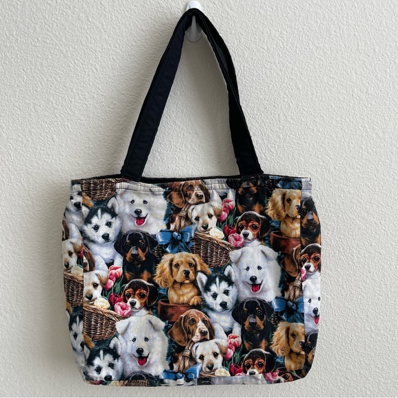 Vintage | Bags | Vintage 9s Puppies Dogs In Flower Baskets Handmade ...